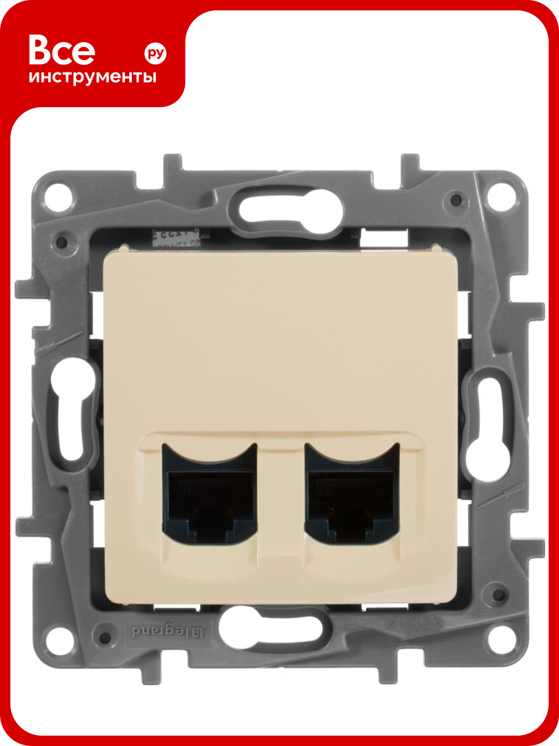 Розетка Legrand компьютерная двойная RJ45 категория 5e UTP Legrand Etika слоновая кость 672355