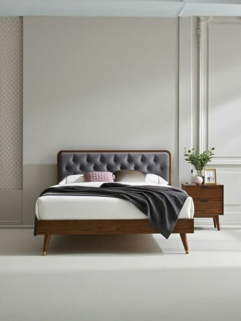 Кровать 160х200 HALMAR CASSIDY серый/орех