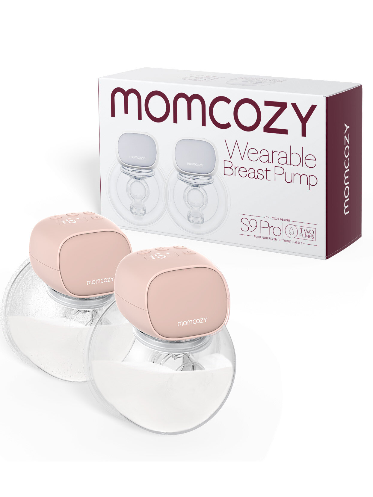 Молокоотсос Momcozy S9 Pro, беспроводной, портативный, электрический, 2 шт, розовый