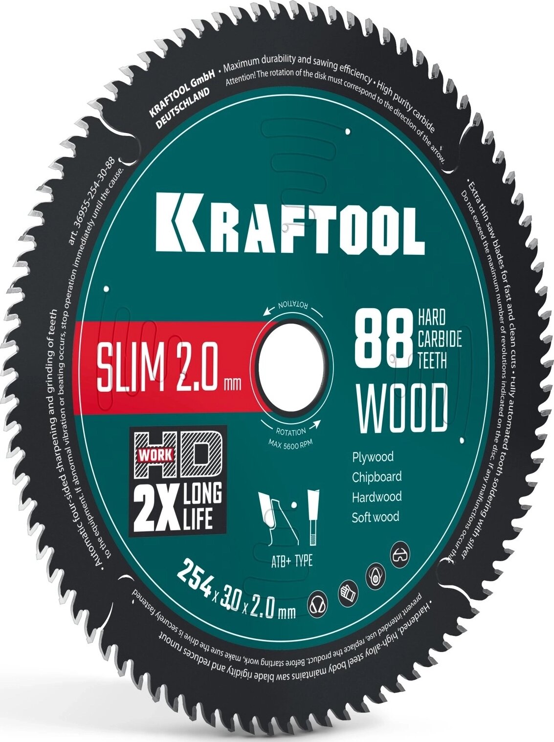 Диск пильный по дереву KRAFTOOL 36955-254-30-88