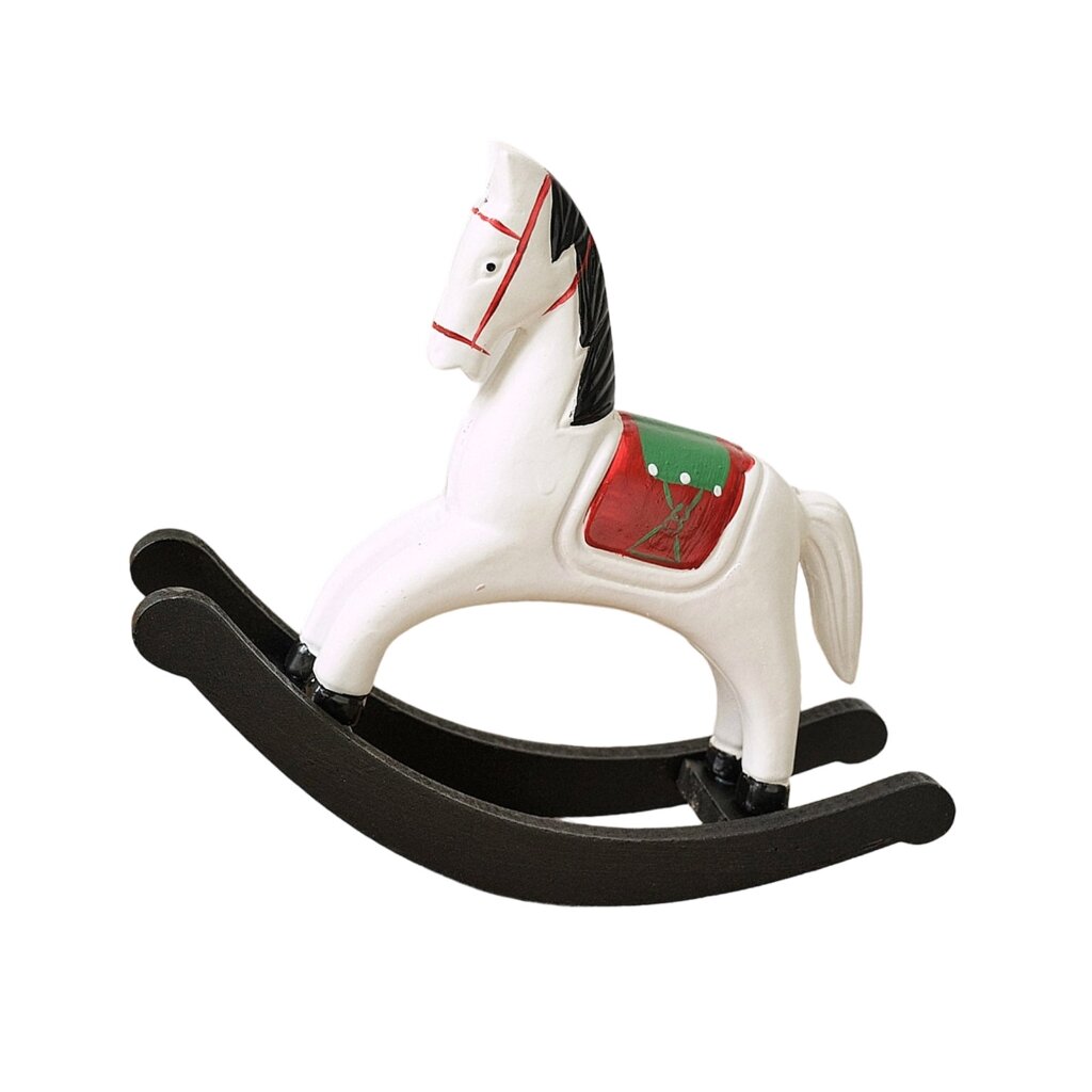 Деревянное красное украшение в виде лошадки-качалки простое украшение дома на новоселье подарок на открытие нового дома-белый