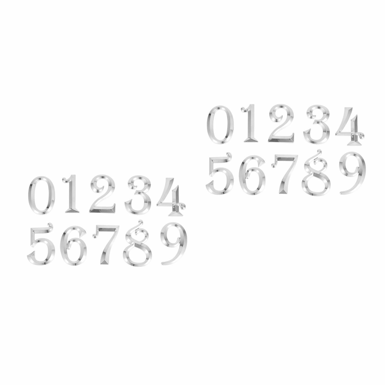Комплект из 20 серебристых самоклеящихся объёмных цифр для оформления дверей и почтовых ящиков