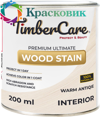 Масло 2 в 1 TimberCare Wood Stain тонирующее, высокой прочности 350003 Античный белый 0,2л