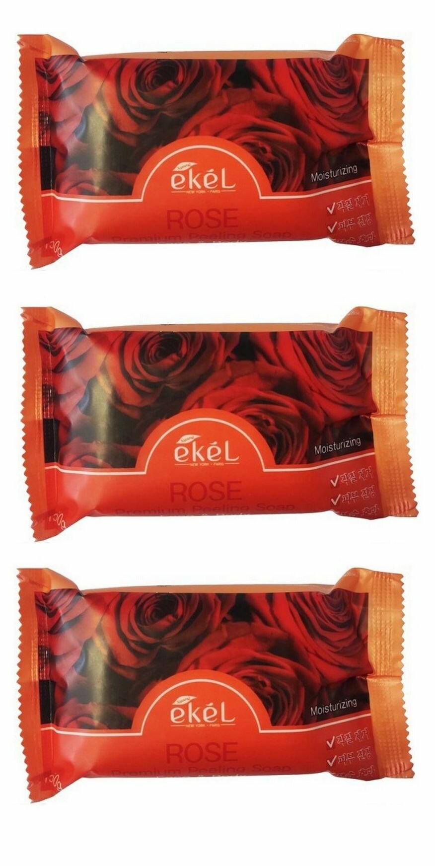 Ekel Косметическое пилинг-мыло для лица и тела с экстрактом розы Rose Peeling Soap, 150 г - 3 штуки