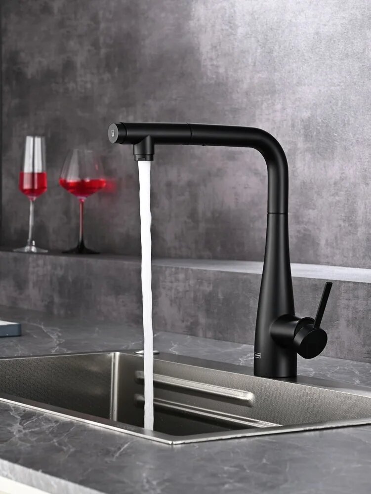 Смеситель для кухни AQUAme Cucina с выдвижным изливом AQM9902MB