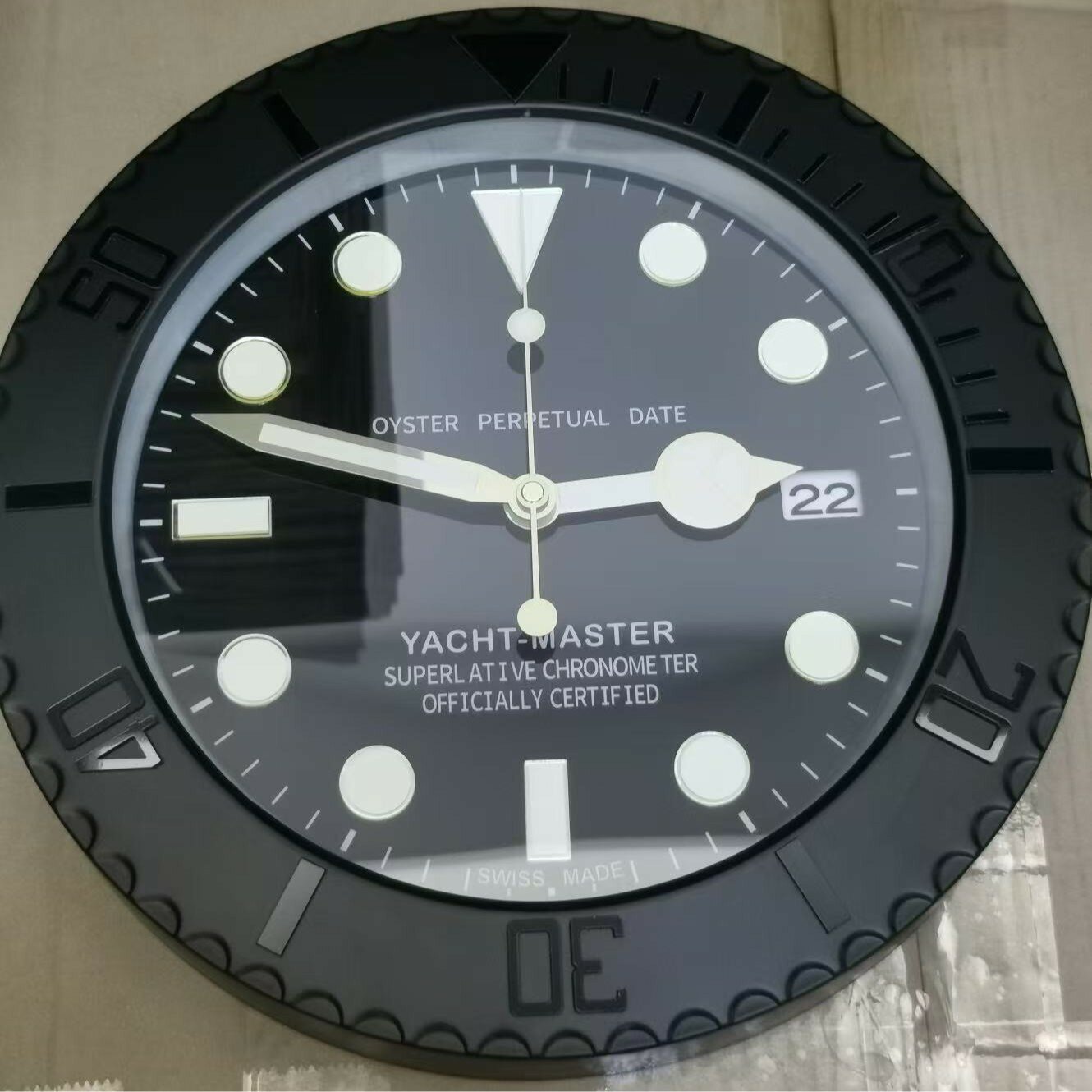 Настенные часы Rolex Shenzhen Swiss 14inch в металлическом корпусе со светящейся бесшумной залом, подходящие для