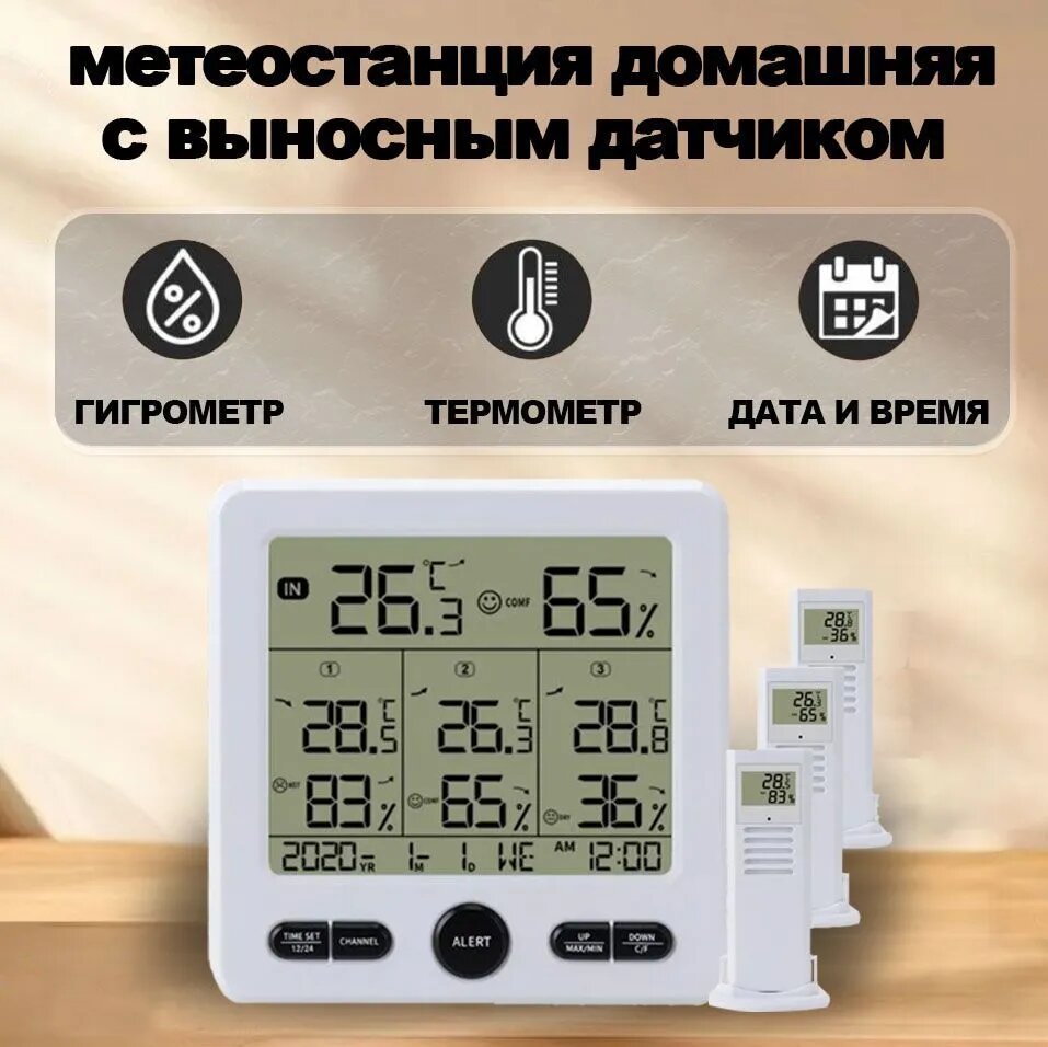 Метеостанция домашняя с выносным датчиком беспроводным термометр гигрометр
