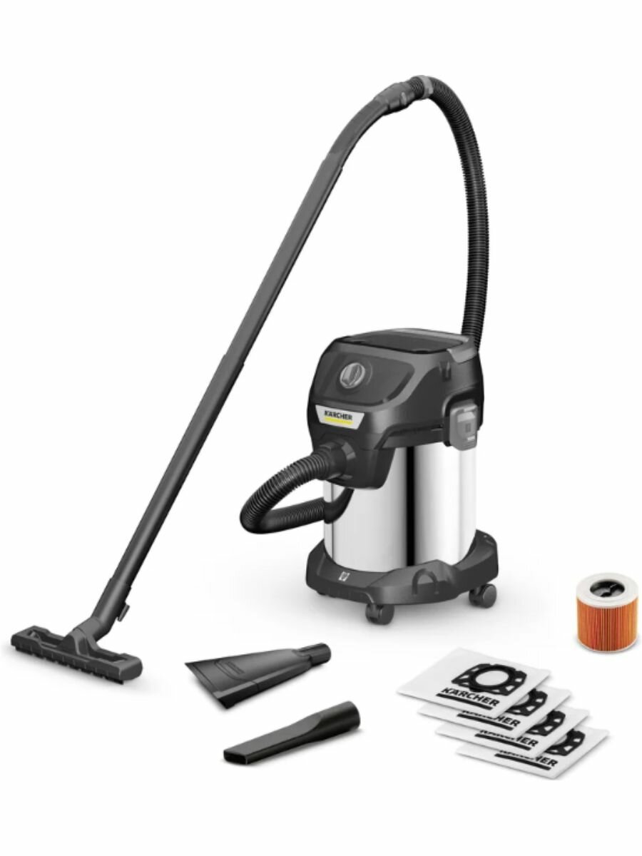 Пылесос Karcher KWD 3 S V-17/4/20 Anniversary Edition, хозяйственный, сухая уборка, сбор жидкости, черный/серебристый (1.628-449.0)