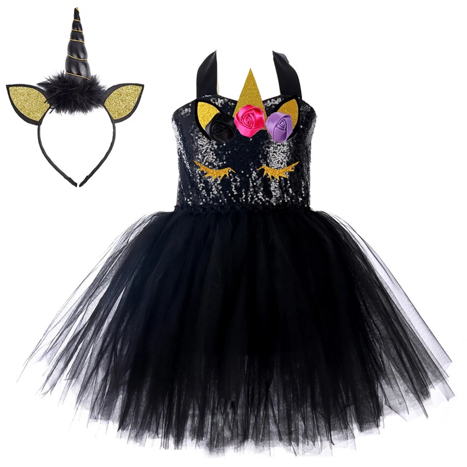 Платье принцессы с единорогом для девочек, блестящая детская мультяшная одежда со светодиодными светящимися крыльями, повязка на голову, костюм для сцены, Хэллоуина