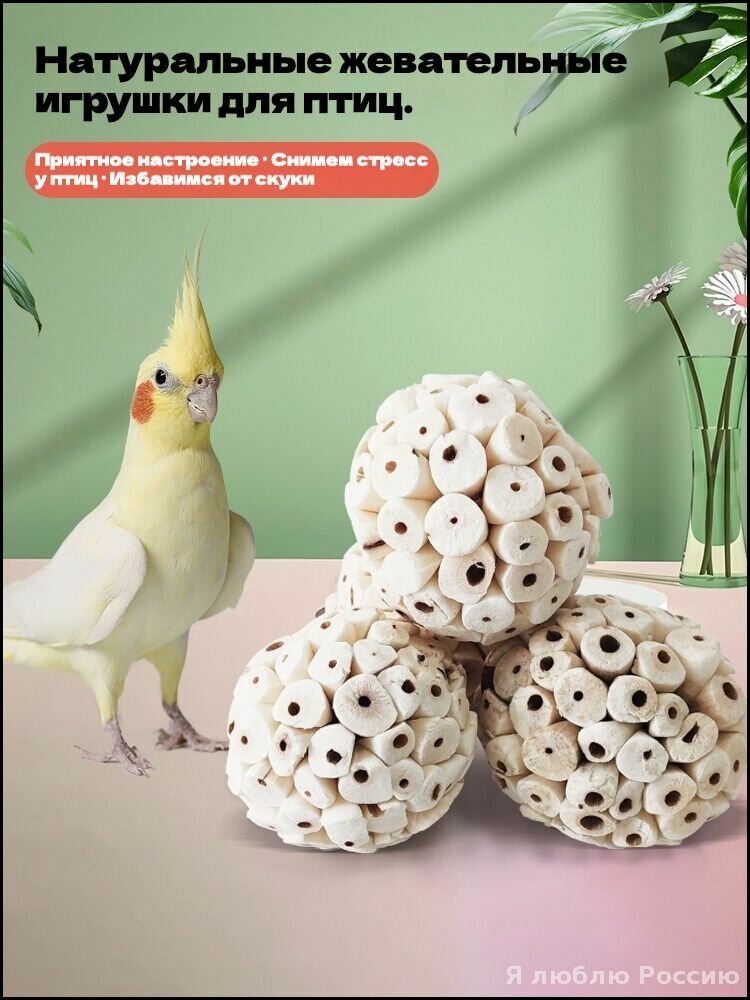 Эксклюзивный шар из травы для попугаев, чтобы весело играть и жевать, 5 см