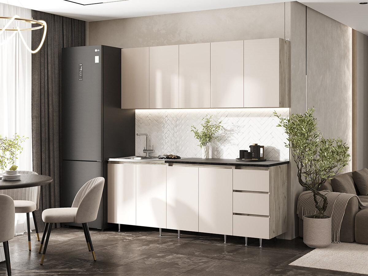 Кухня Челси 2,0м (Кашемир, Дуб Крафт серый (Кастилло темный))