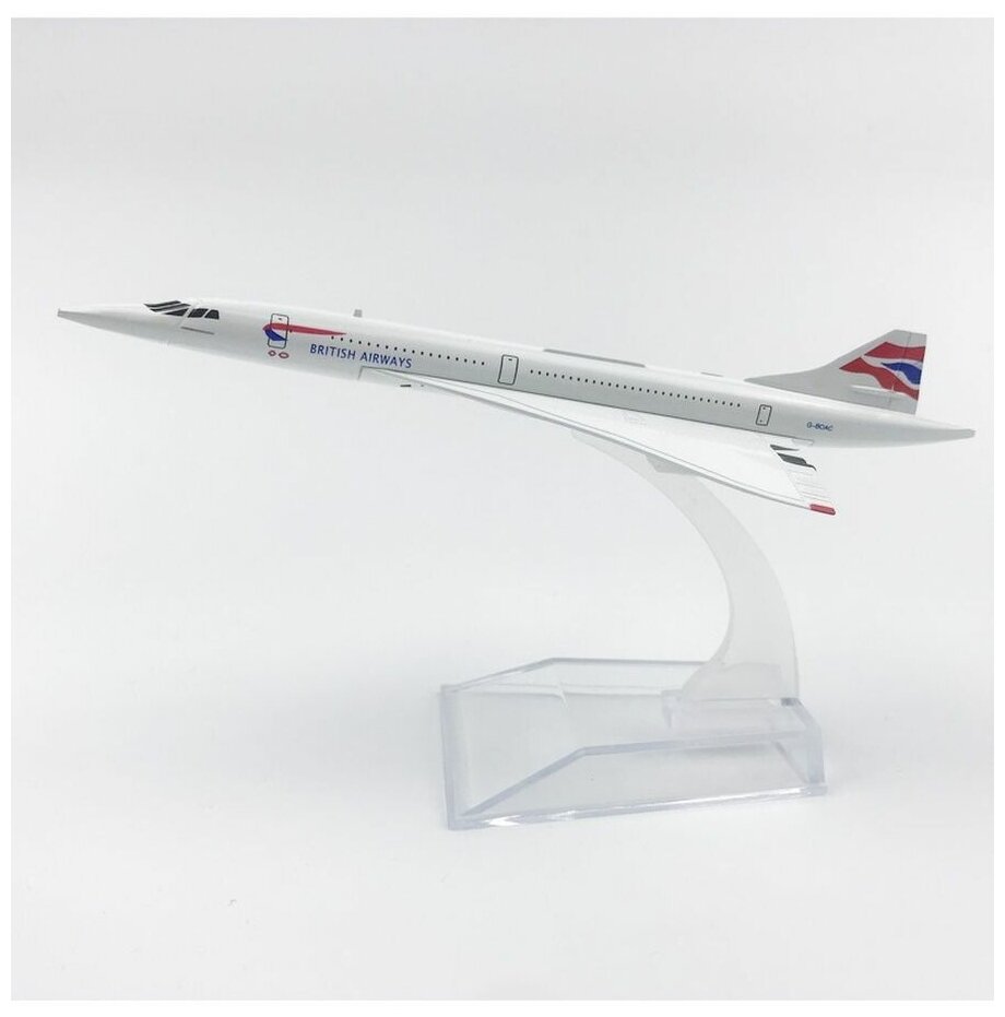 Модель самолета Concorde, металлическая, масштаб 1:400, сборка без клея
