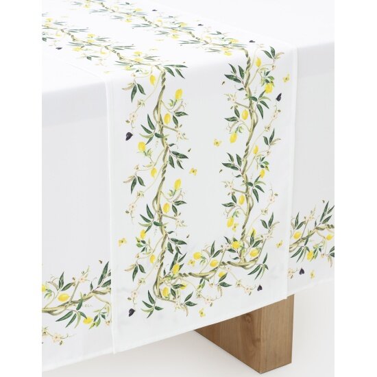 Дорожка настольная Anna Lafarg Lemon branch 40х160 см, полиэстер, белая, Лимоны на ветках (ANLAF-QFS26-2TR)