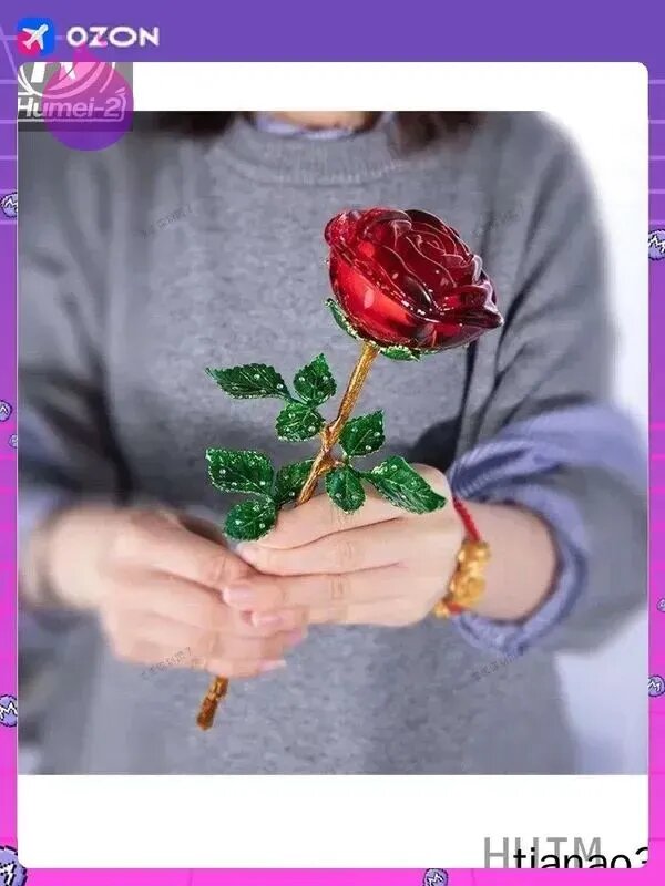 Хрустальная роза + украшение вазы