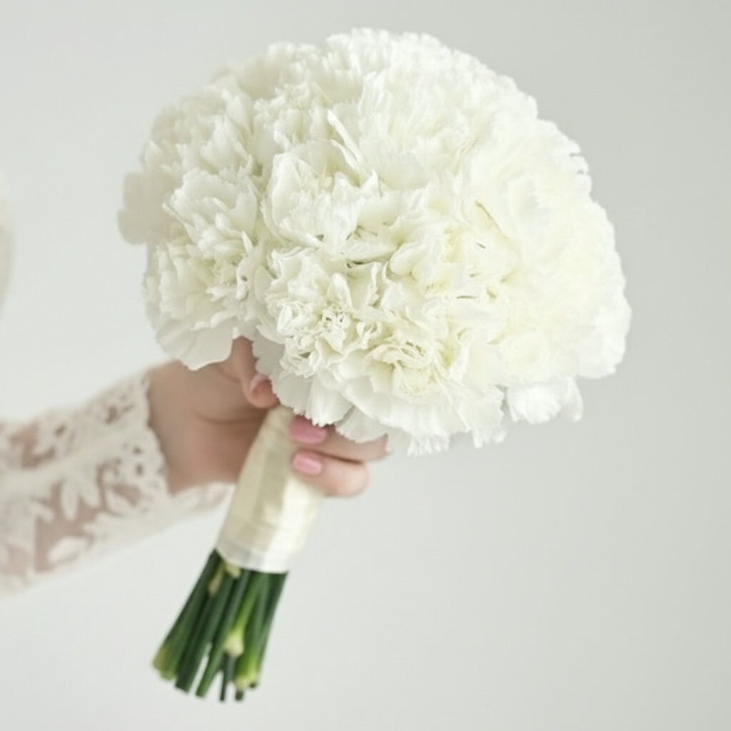 Букет невесты Мегацвет24 "Диантус Белый", гвоздика, под лентой