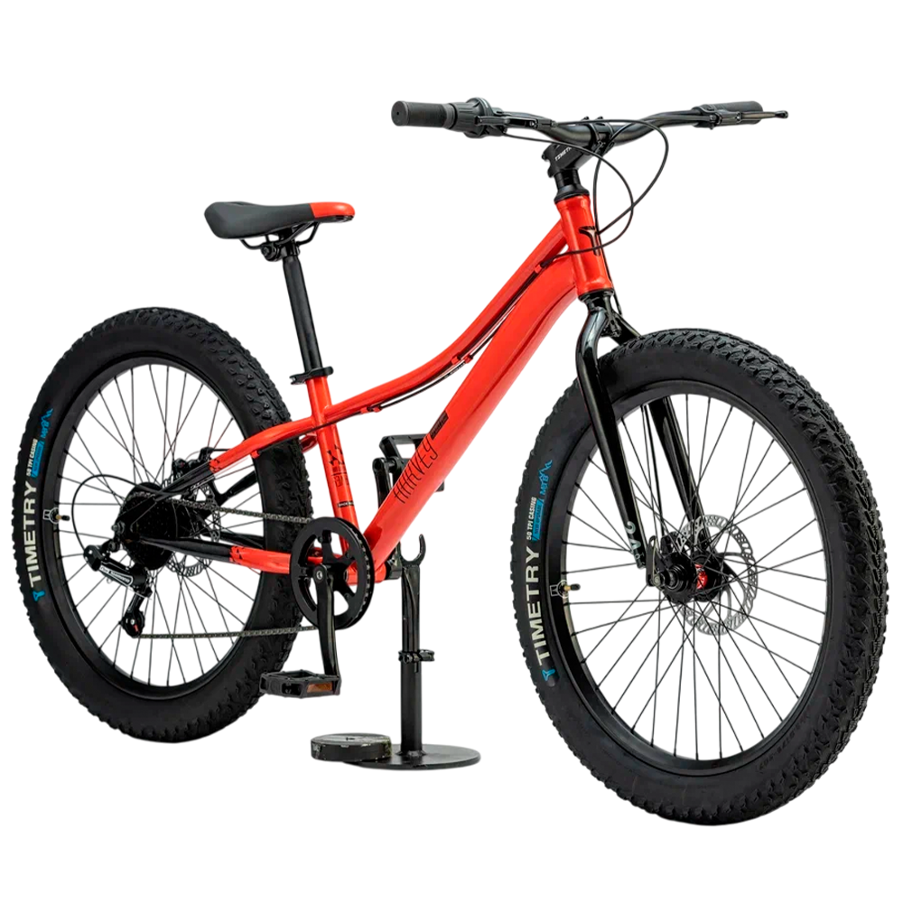 Подростковый велосипед полуфэтбайк BREND TIMETRY ORIGINAL TT274, диаметр колёс 24, 7 скоростей, красный, рама сталь