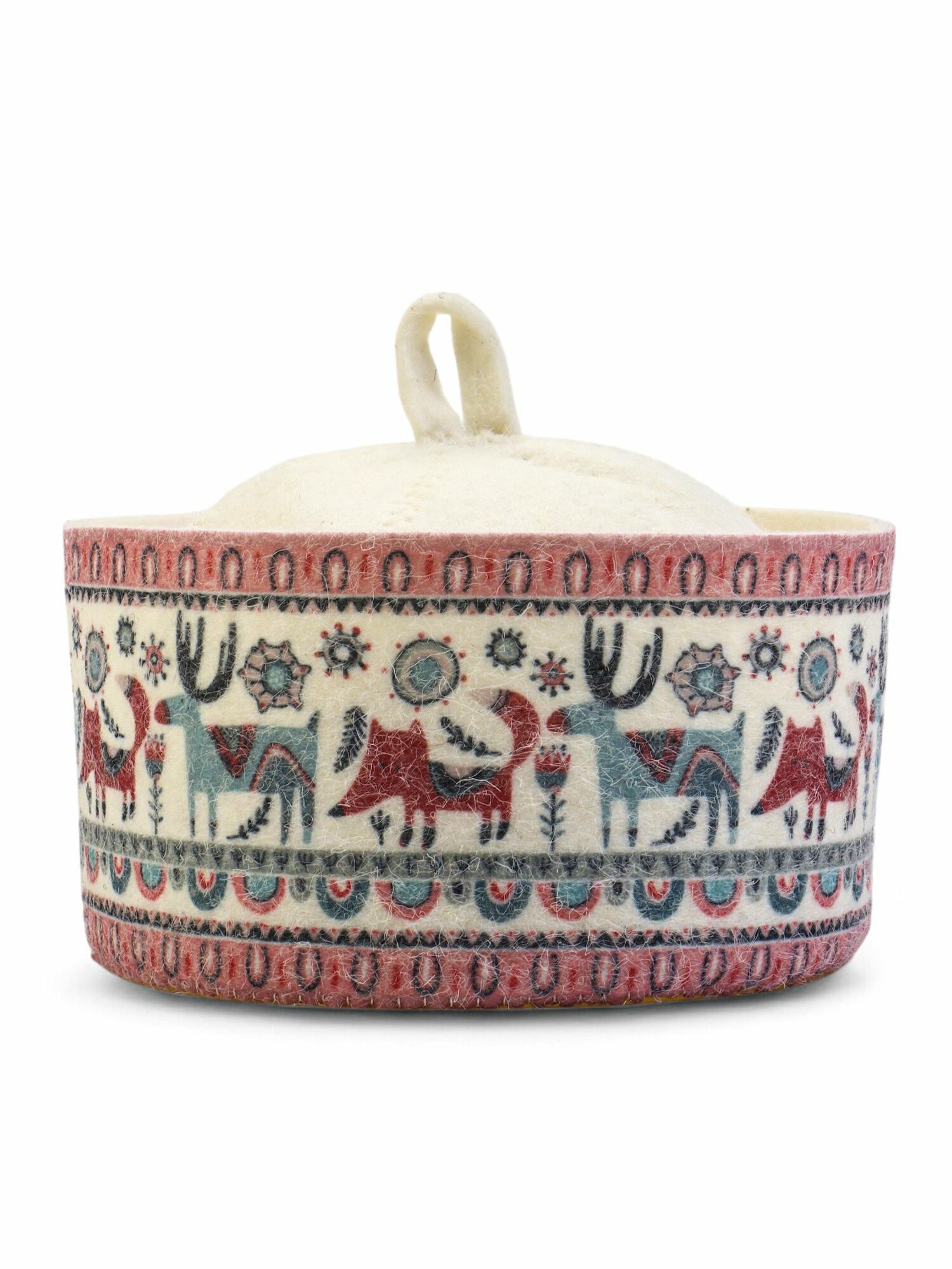 Шапка для бани и сауны "Лисы, лоси", полиэфир 70%, шерсть 30%