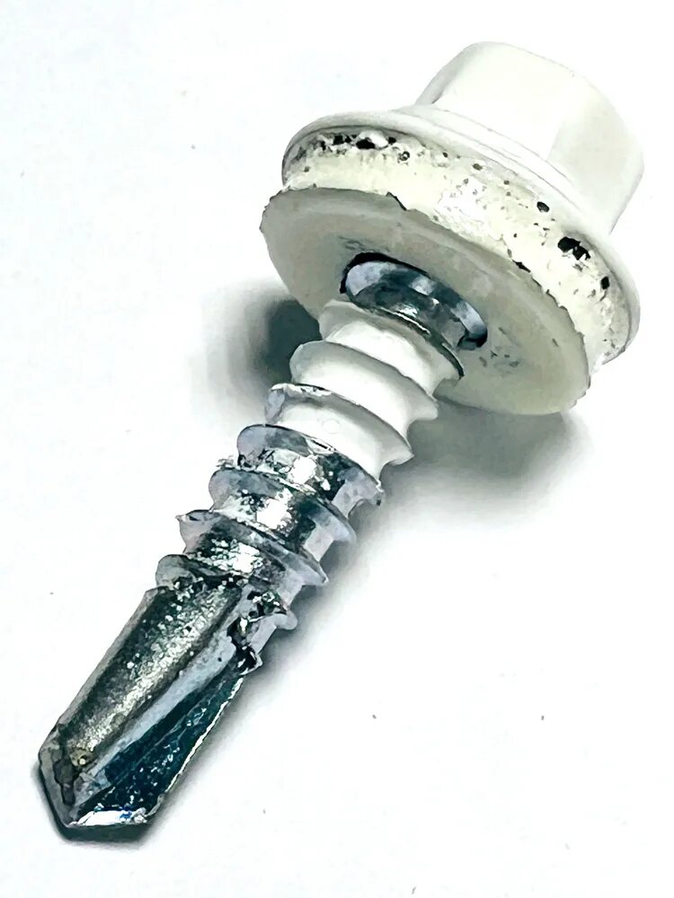 Саморез кровельный 5,5х25 RAL 9003 (250 шт) белый, сверло 6 мм, по металлу