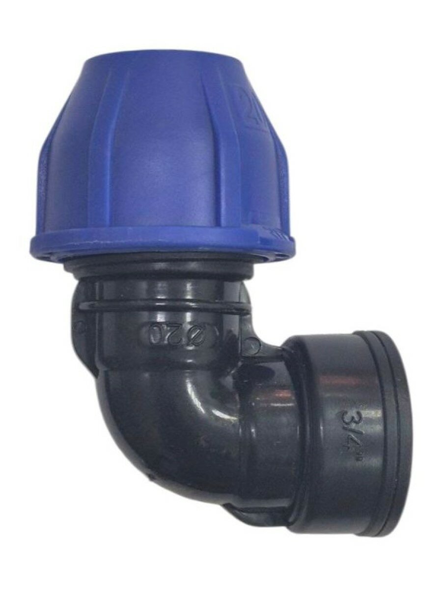 Отвод компрессионный для труб ПНД, ВР 20x3/4", PN16 (11536 (RTP))