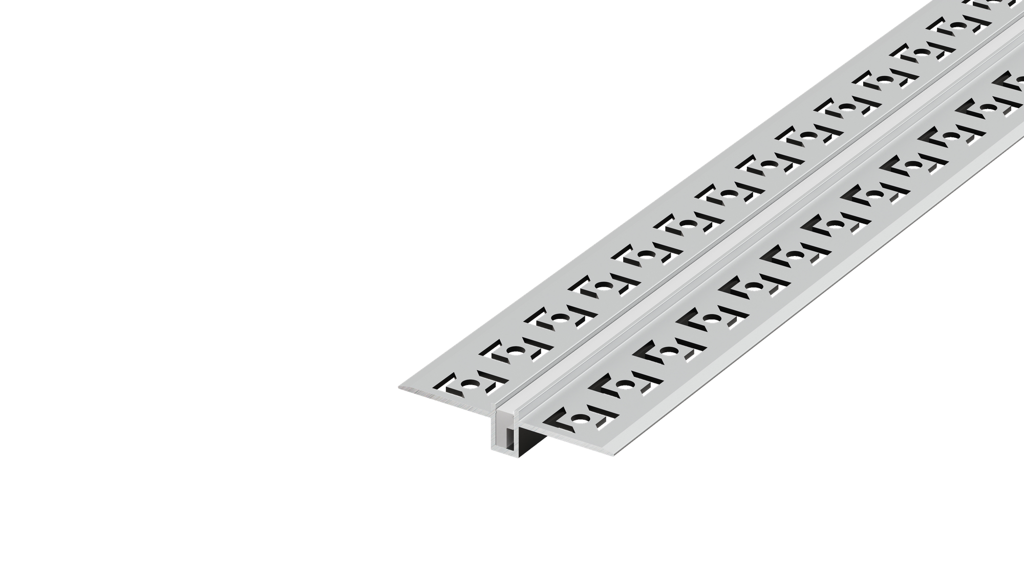 Встраиваемый профиль под шпаклевку 45,9х9,6мм, длина 2 метра, матовый экран, 4 заглушки, цвет алюминий, Donel