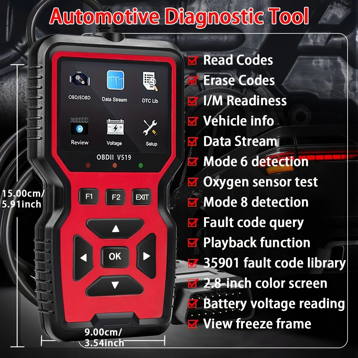 OBD2 Сканер V519 Red, Диагностический Инструмент