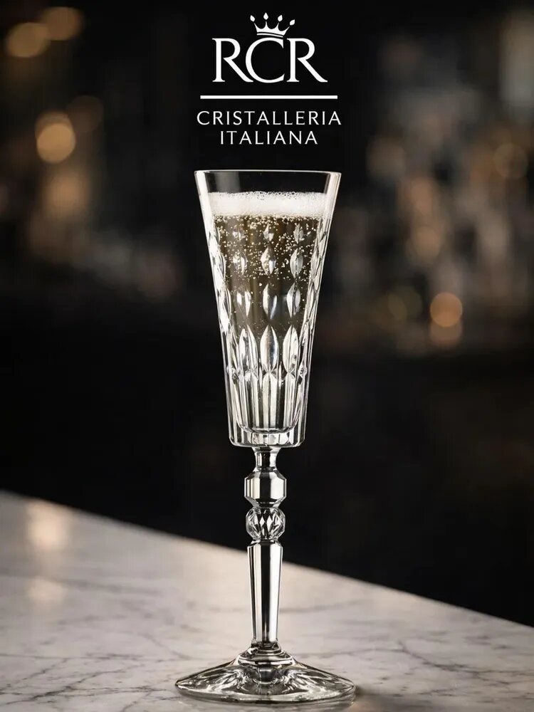 Бокалы для шампанского, подарочный набор RCR "Marilyn" 2 шт, 170 мл. Хрустальное стекло. Италия
