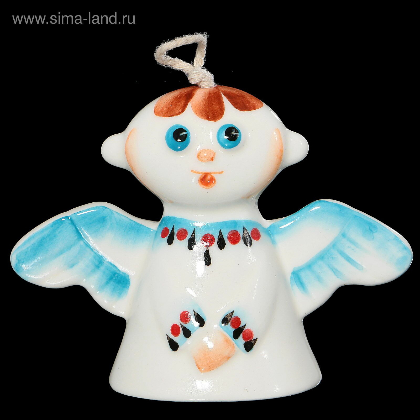Колокольчик фарфоровый "Фигурка Ангел", авторская роспись, 8 см