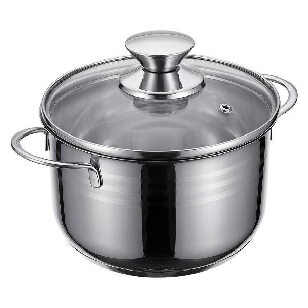 Кастрюля 16см/2л с крышкой REGENT inox Bimbo vitro