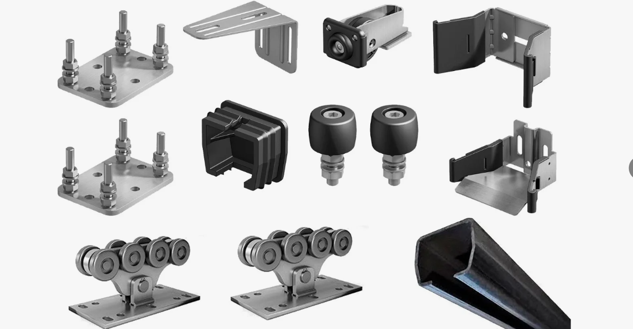 Комплектующие для откатных ворот со стальными роликовыми опорами Alutech SGN-01 6 метров с балкой