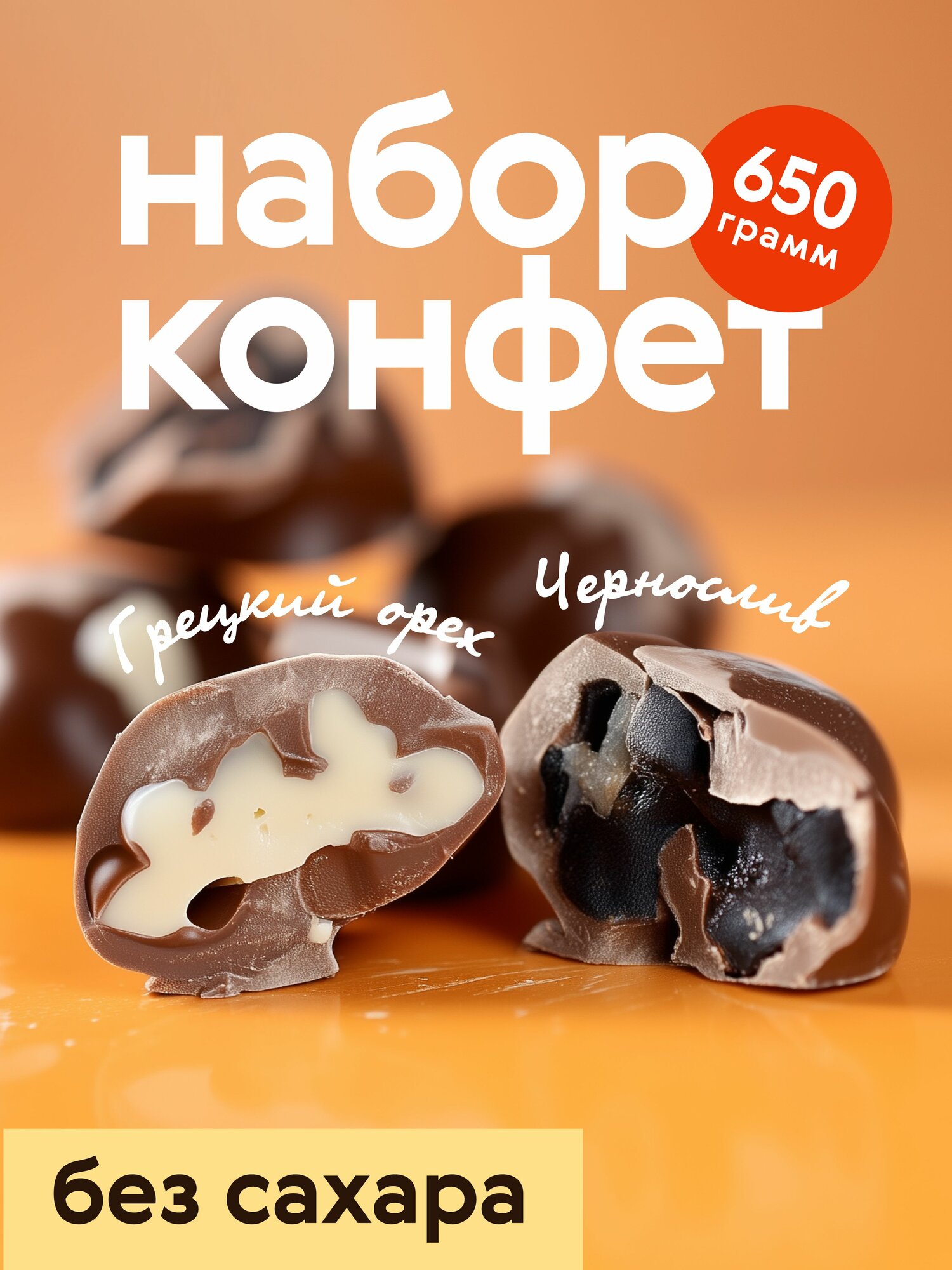Набор чернослив в шоколаде и грецкий орех в шоколаде без сахара