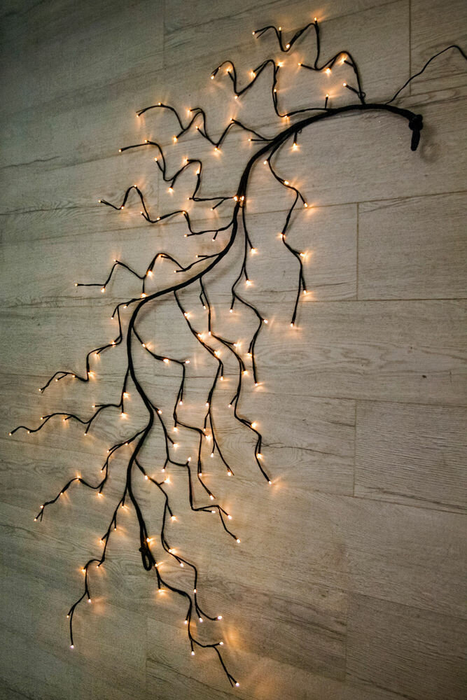 Гирлянда ледяная ИВА, 144 теплых белых LED-огня, 1,5+3 м, черный провод, Kaemingk 483705