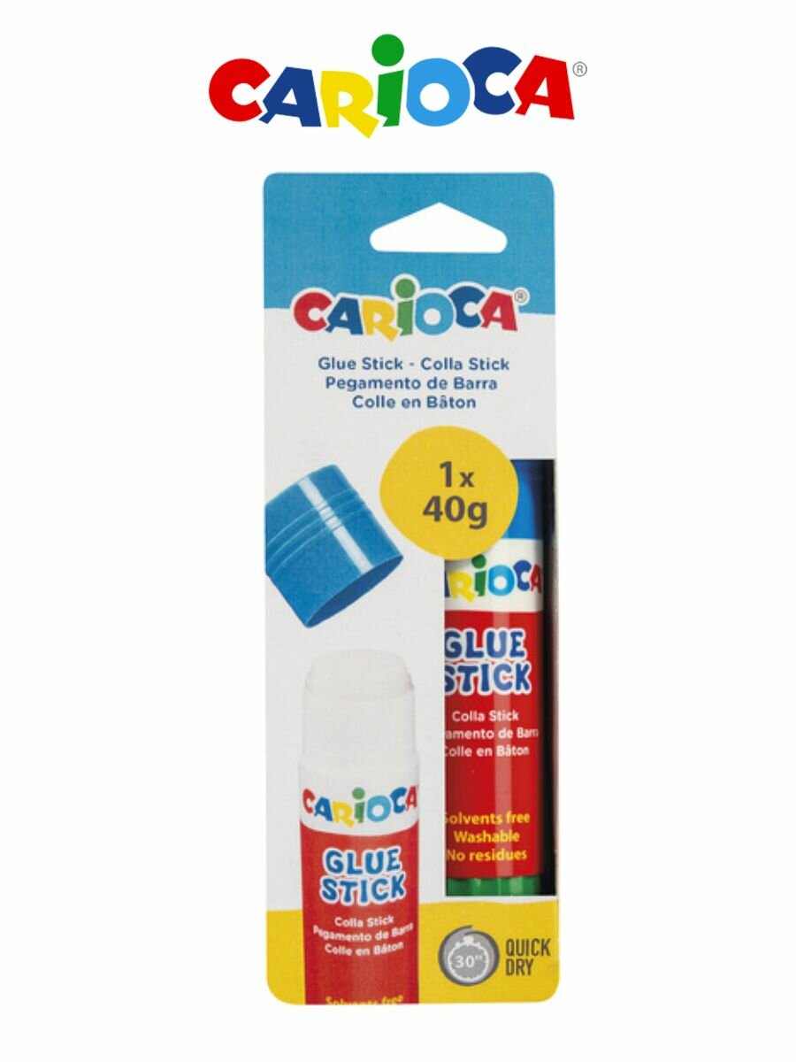 Клей-карандаш Carioca 42933, 40г, прозрачный, для бумаги, ткани, фотографий