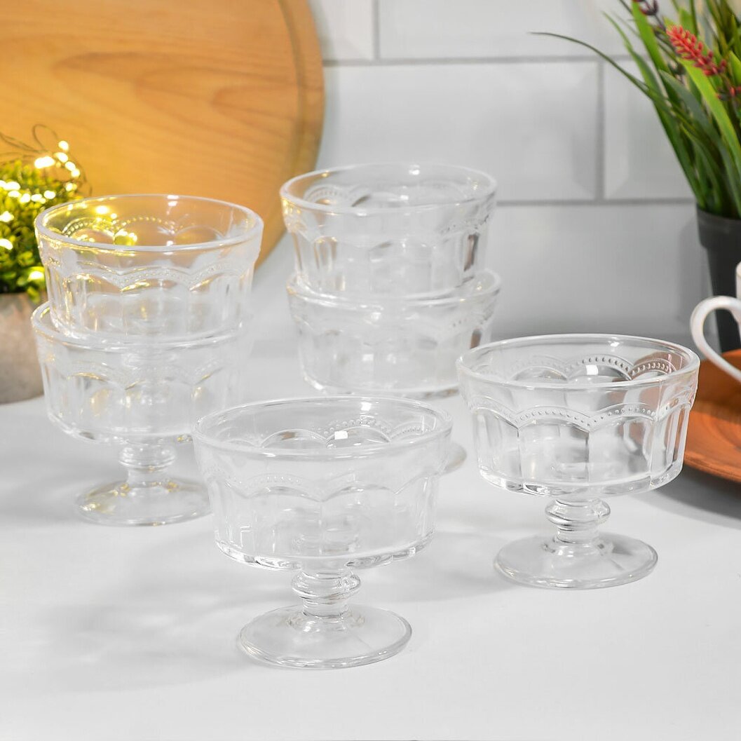 Набор креманок "DIAMONDS" 6 шт 250 мл, стекло прозрачное, h9 см, d10 см