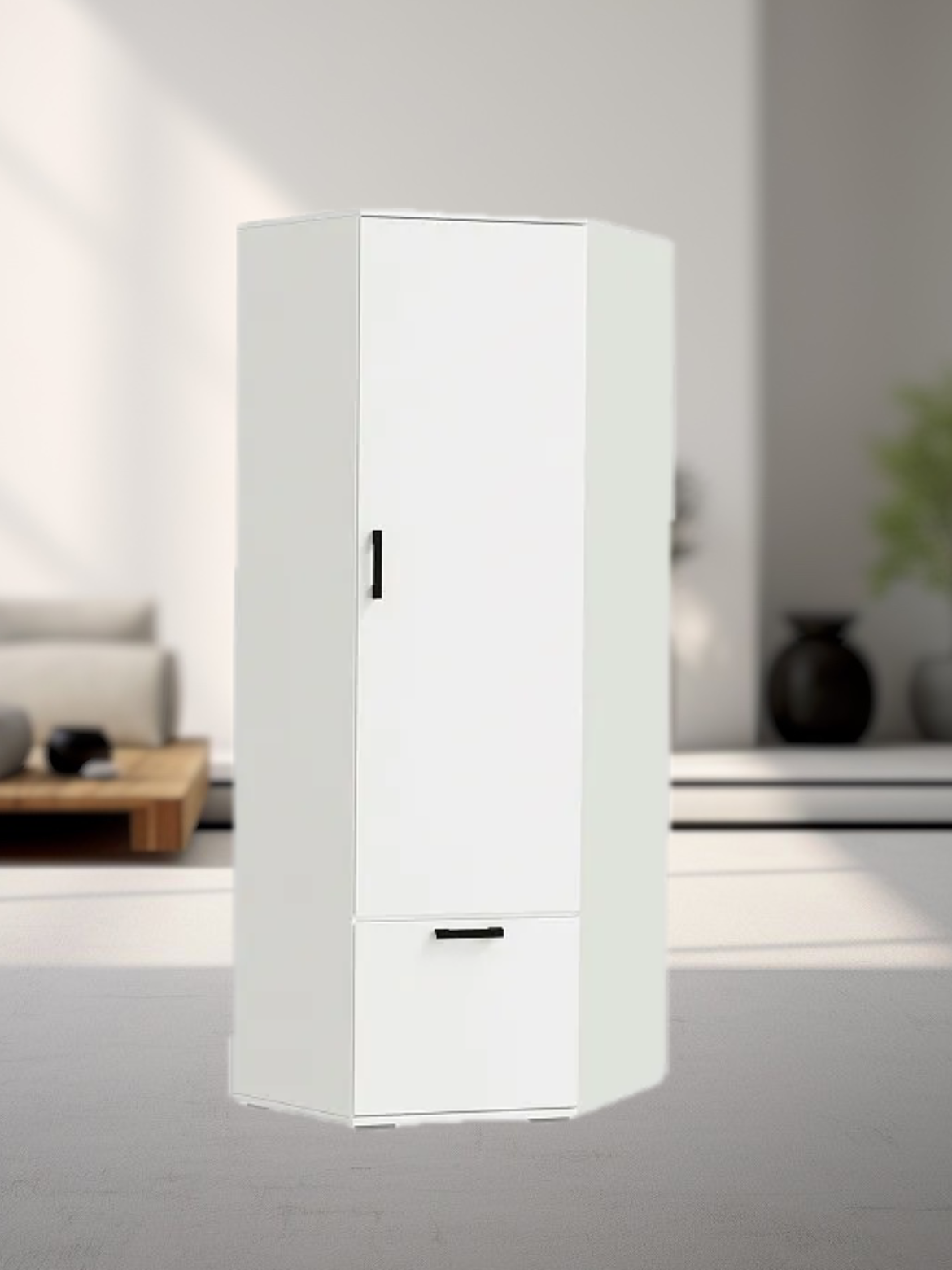 Шкаф угловой для одежды однодверный, 1 полка, 1 штанга, Ника 701 мм, 70.1х203.2х70.1 см, ЛДСП, Белый