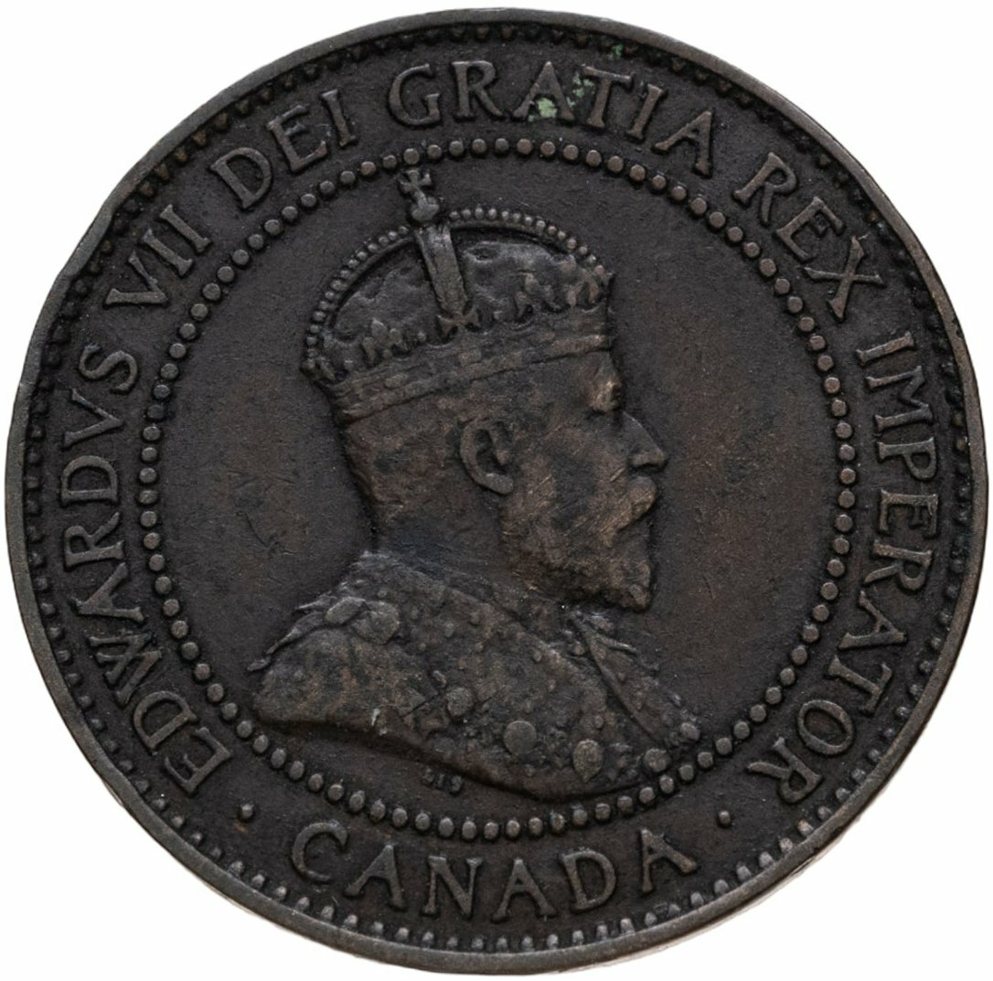 Канада 1 цент cent 1909, Бронза, в сохранности VF