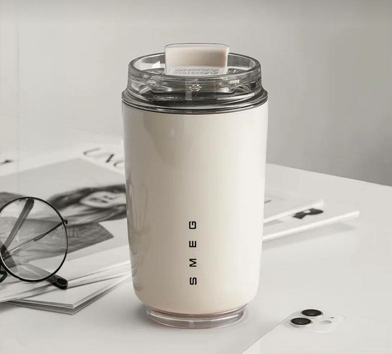 Термокружка Smeg, нержавеющая сталь, 240мл, мытье в посудомойке, кнопка-клапан