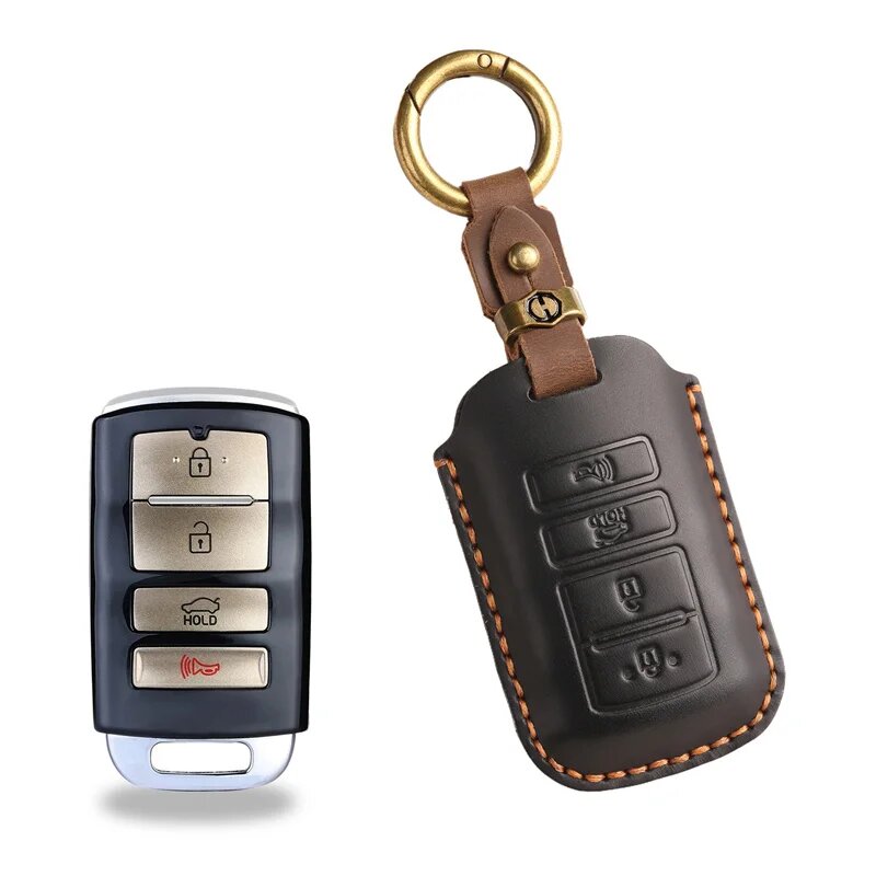 Новый кожаный чехол для ключей от автомобиля, брелок-держатель для KIA Cadenza Sorento K3 K5 black