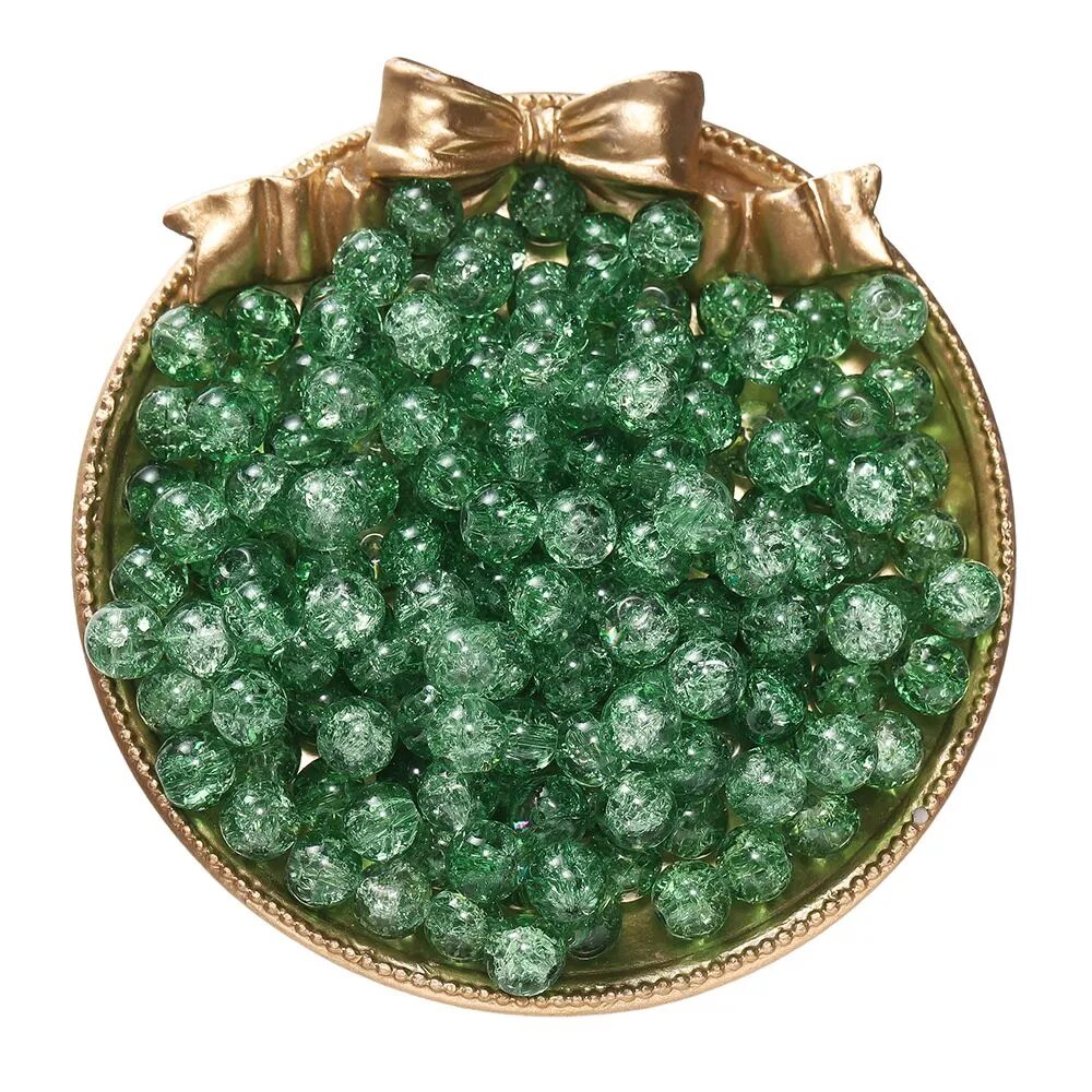 Бусины стекло Битое стекло ассорти 7*8 мм 50шт, темно-зеленый.