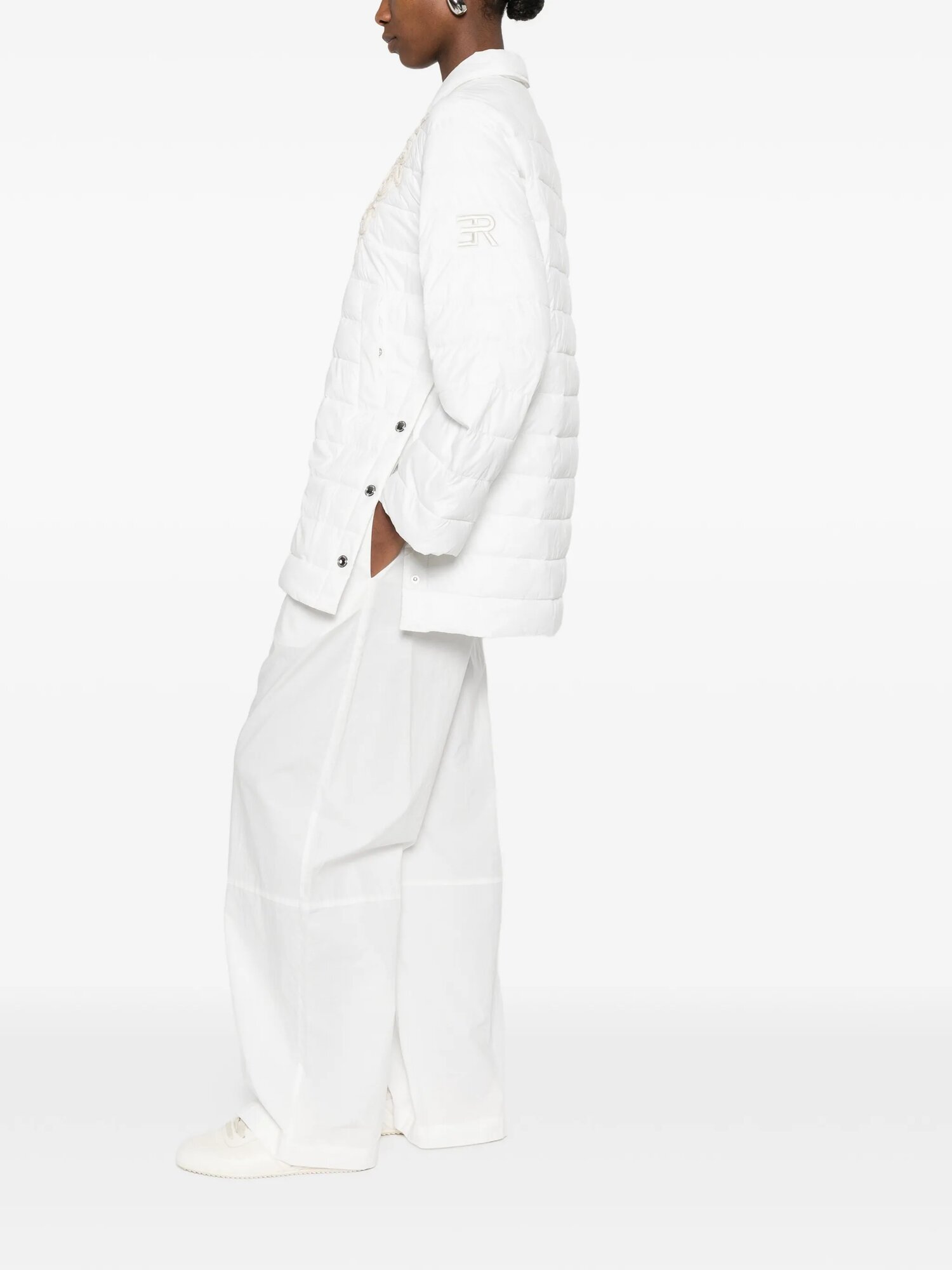 Пальто Ermanno Firenze Embroidered quilted coat, размер 38, бежевый/белый — фото 1