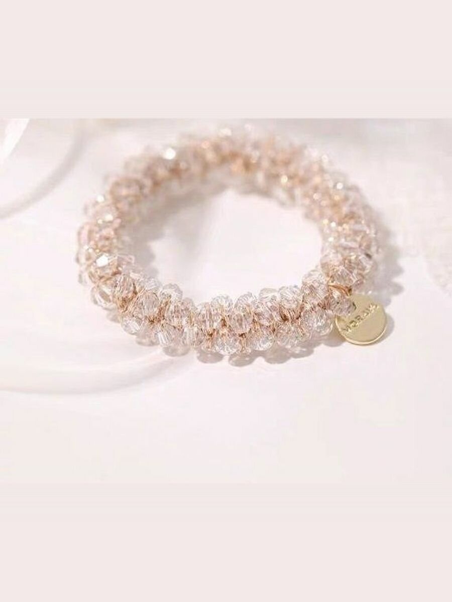 Резинка для волос светло-розовая с бусиной