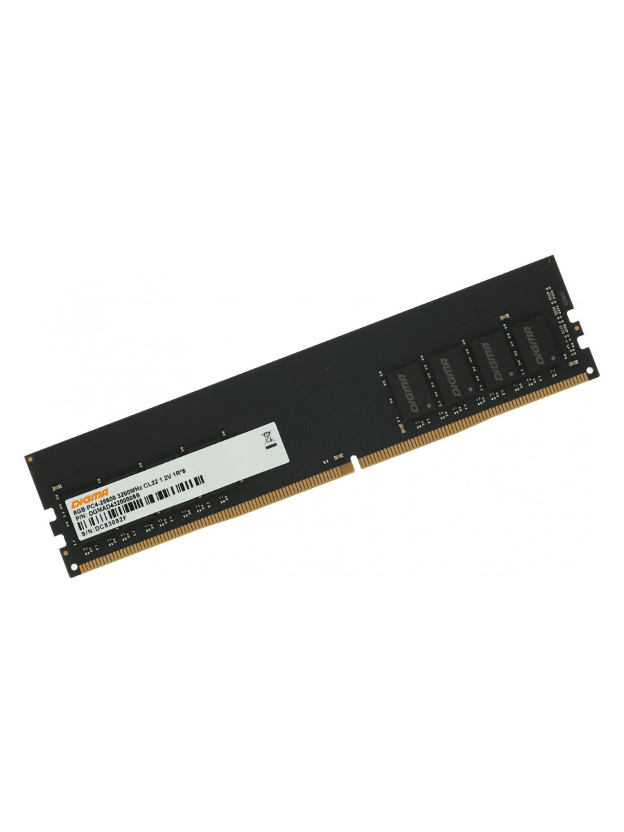 Память DIGMA DDR4 DIMM 8Gb (PC25600, 3200MHz, CL22, 1.2V, RTL) (DGMAD43200008S)