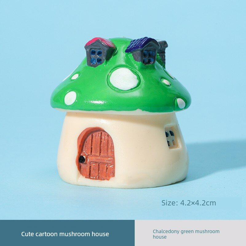 Зеленый мультяшный гриб большой размер, декоративная фигурка для аквариума