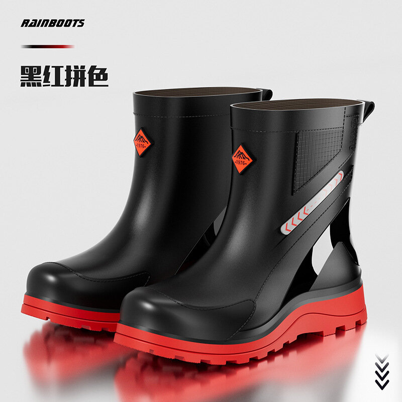 Мужские модные резиновые сапоги, удобные, универсальные ботинки на мягкой подошве для рыбалки на открытом воздухе, нескользящие кухонные ботинки, водонепроницаемые ботинки для мытья автомобилей. Размер обуви. EU:43