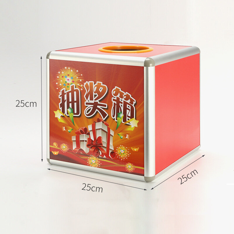 Ящик для розыгрышей, праздничный красный ящик для призов из алюминиевого сплава, билеты на розыгрыш, яркие лотерейные шарики для ежегодного мероприятия.
