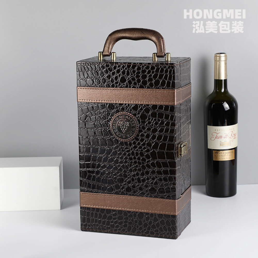 Двойная упаковочная коробка с текстурированным кожаным покрытием, в наличии, подарочная коробка премиум-класса, пустая подарочная коробка.