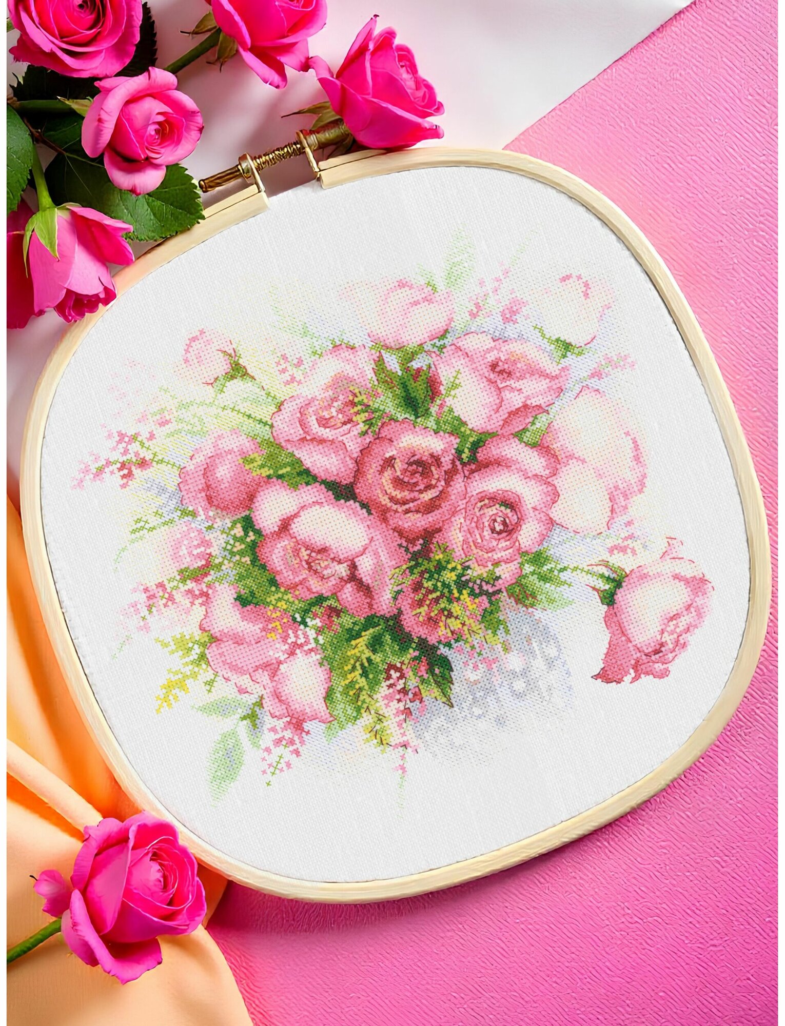 Набор для вышивания крестом Риолис, вышивка крестиком "Акварельные розы ", 30*30 см, 1335