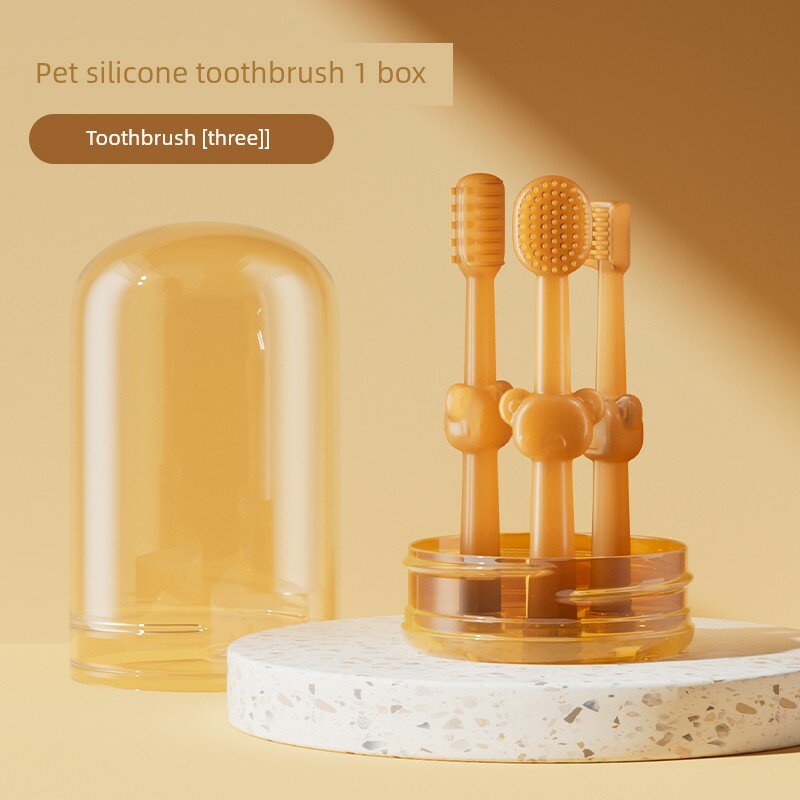 Kimpets Нано-серебряный набор зубных щеток (3 шт.) для гигиены полости рта кошек и собак