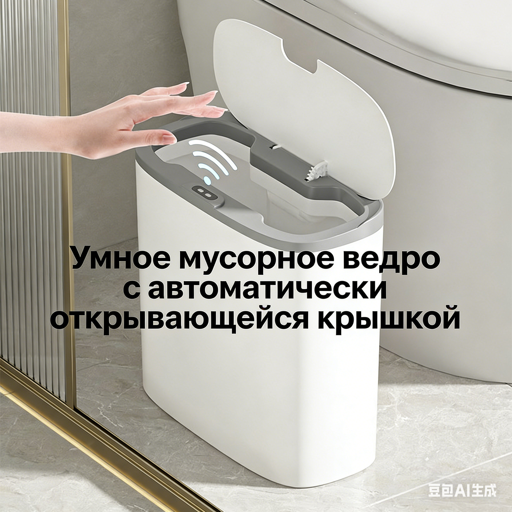 Умное мусорное ведро с автоматически открывающейся крышкой, водонепроницаемое, белое, перезаряжаемое