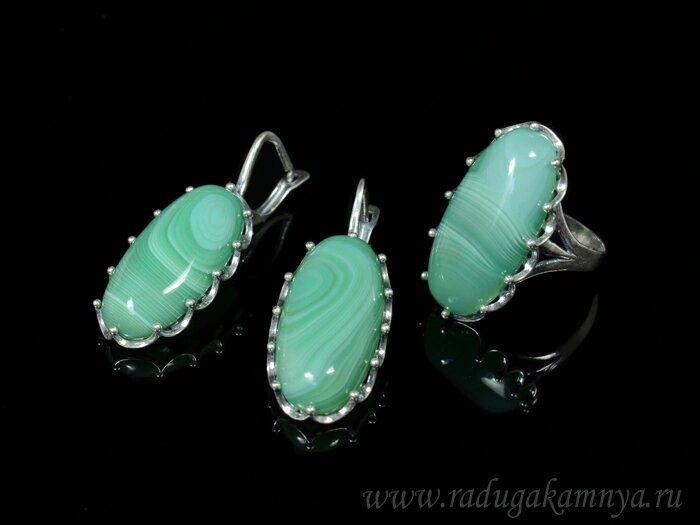 Комплект бижутерии: кольцо, агат