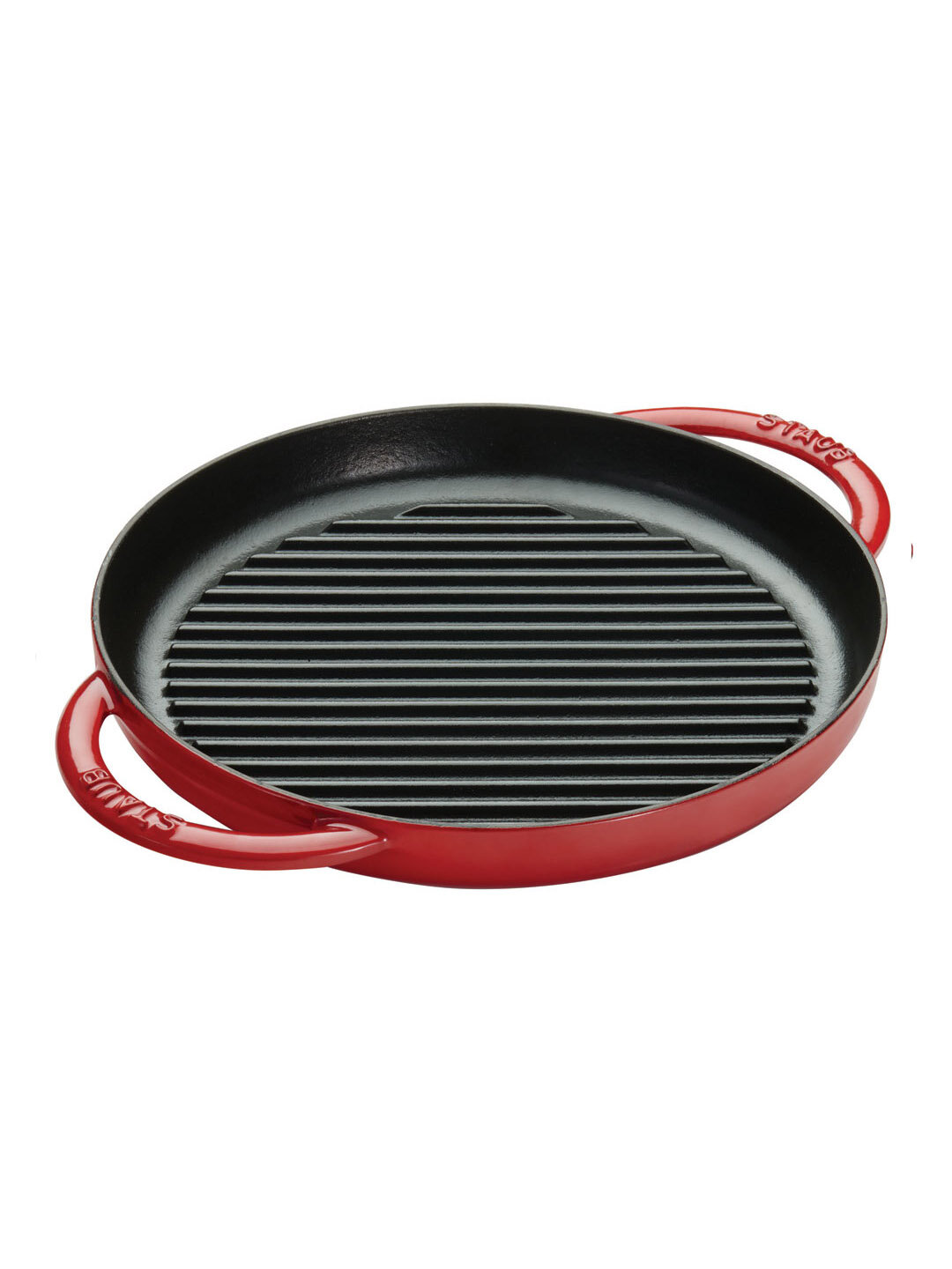 Сковорода-гриль чугунная Staub с 2 ручками 22 см, цвет вишневый